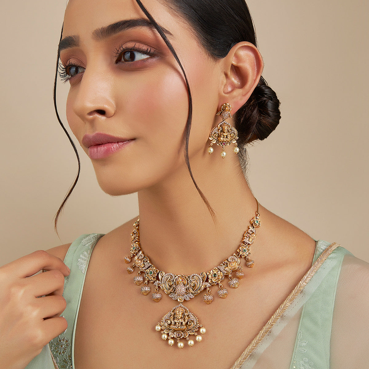 Antique Necklace 167130 – Kushal's Fashion Jewellery